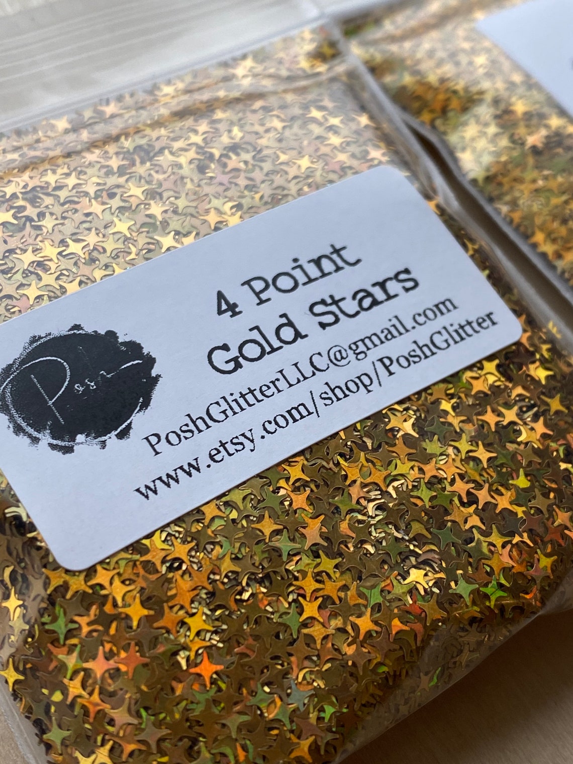 4 POINT STAR GOLD Holographic Star Glitter Gold 4 Point - Etsy