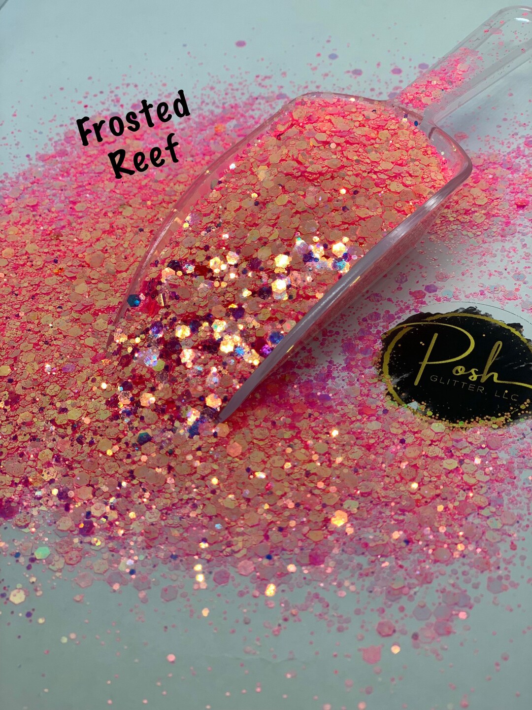 FROSTED REEF Glitter, Coral Iridescent Holographic Glitter Mix, Chunky ...