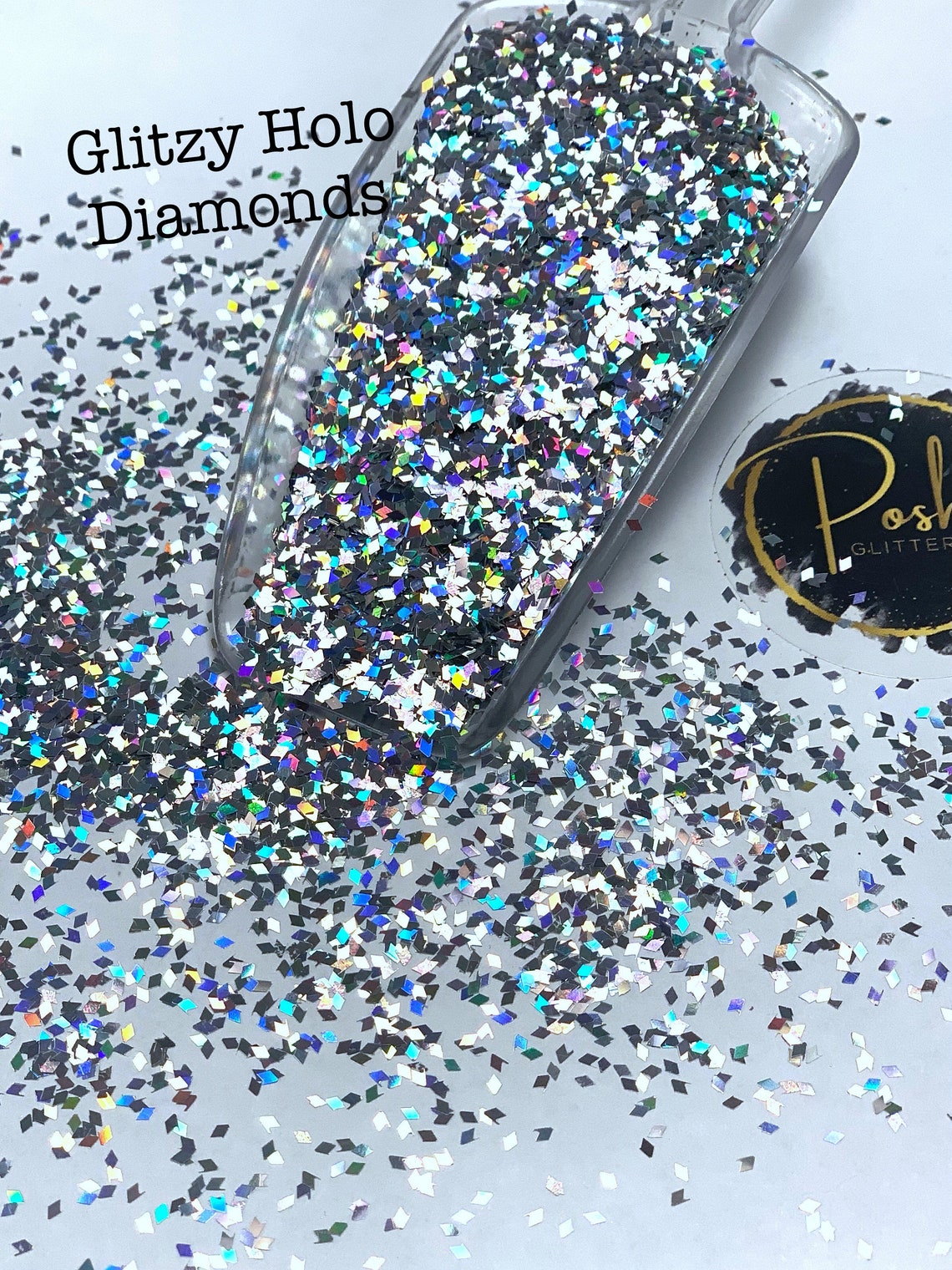 GLITZY HOLO Diamonds - Silver Holographic DIAMOND Glitter- Polyester ...