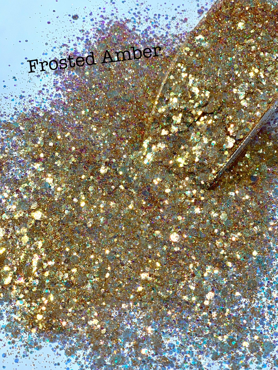 FROSTED AMBER Glitter, Iridescent Gold Holographic Glitter, Chunky ...