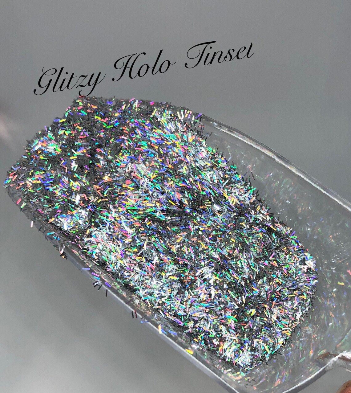 GLITZY HOLO TINSEL - Silver Holographic Tinsel Glitter, Bar Cut Glitter ...