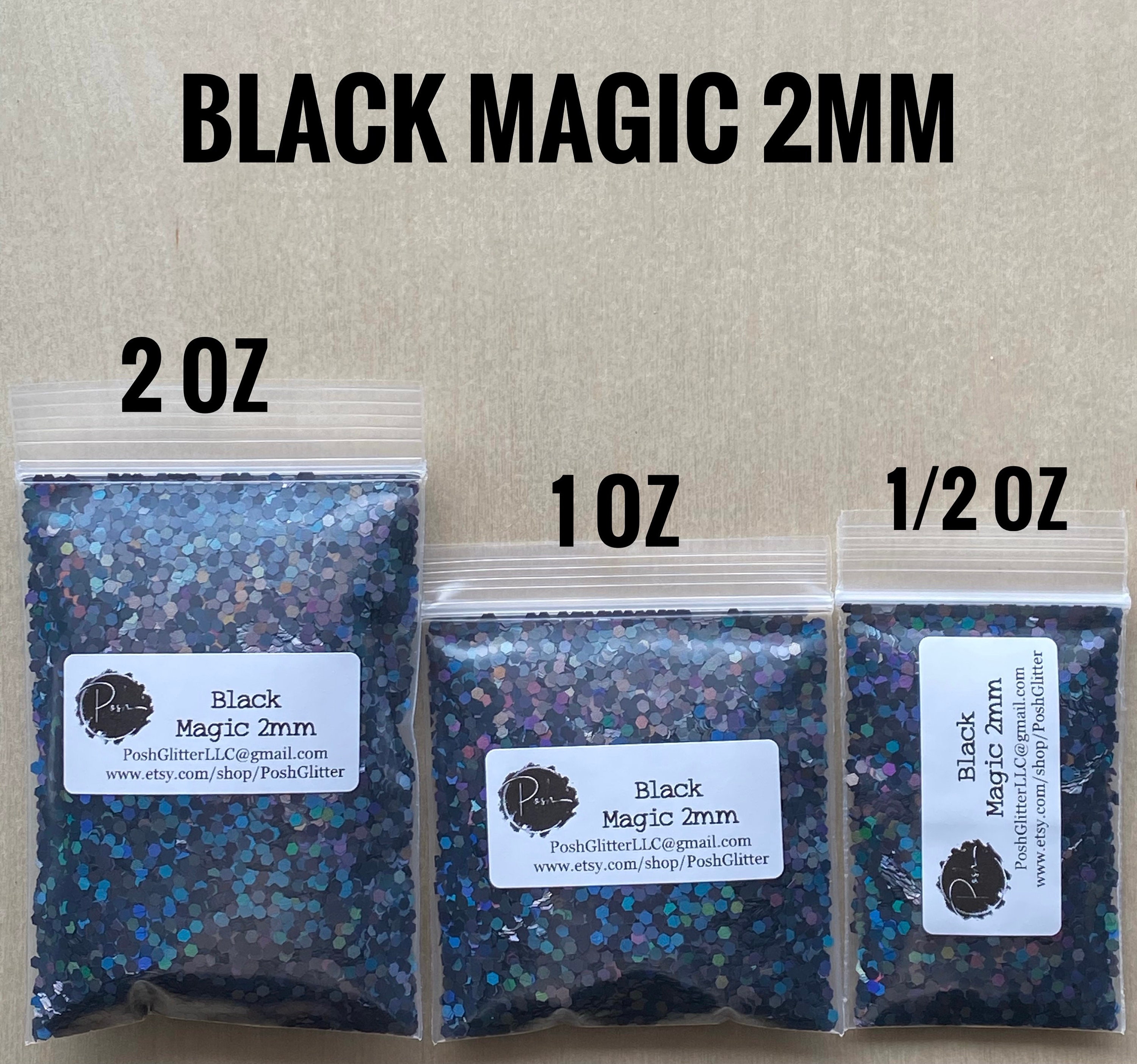 Black Magic 2MM Black Holographic HEX 2MM Glitter - Etsy