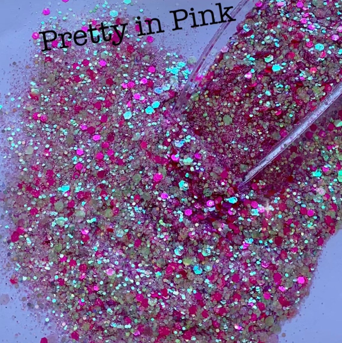 PRETTY IN PINK Iridescent Pink & Silver Holographic Chunky - Etsy