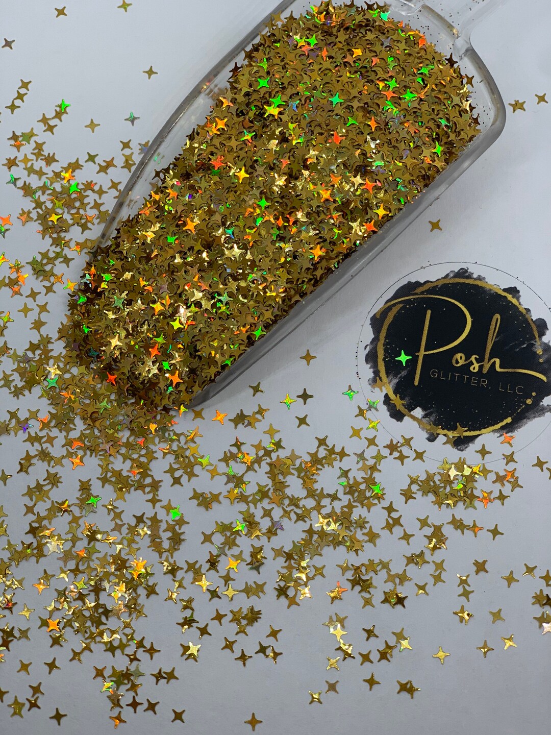 4 POINT STAR, GOLD Holographic Star Glitter, Gold 4 Point Star ...