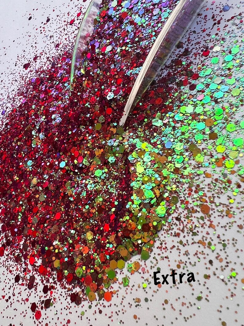 EXTRA Pink Red Purple Green Teal Color Shift Chunky - Etsy