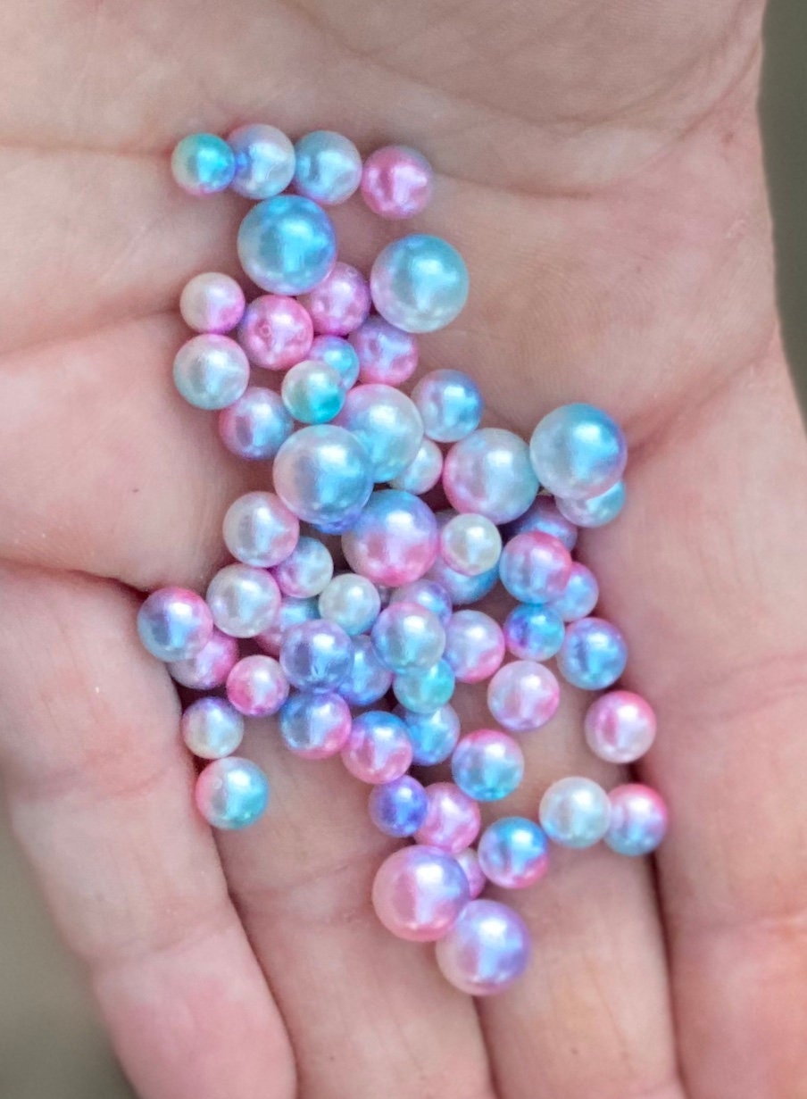 Pink, Blue & White Caviar Pearls - Multi Sized - No Hole Beads ...
