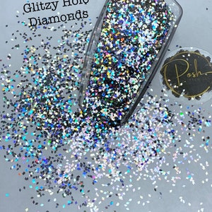 GLITZY HOLO Diamonds - Silver Holographic DIAMOND Glitter- Polyester ...