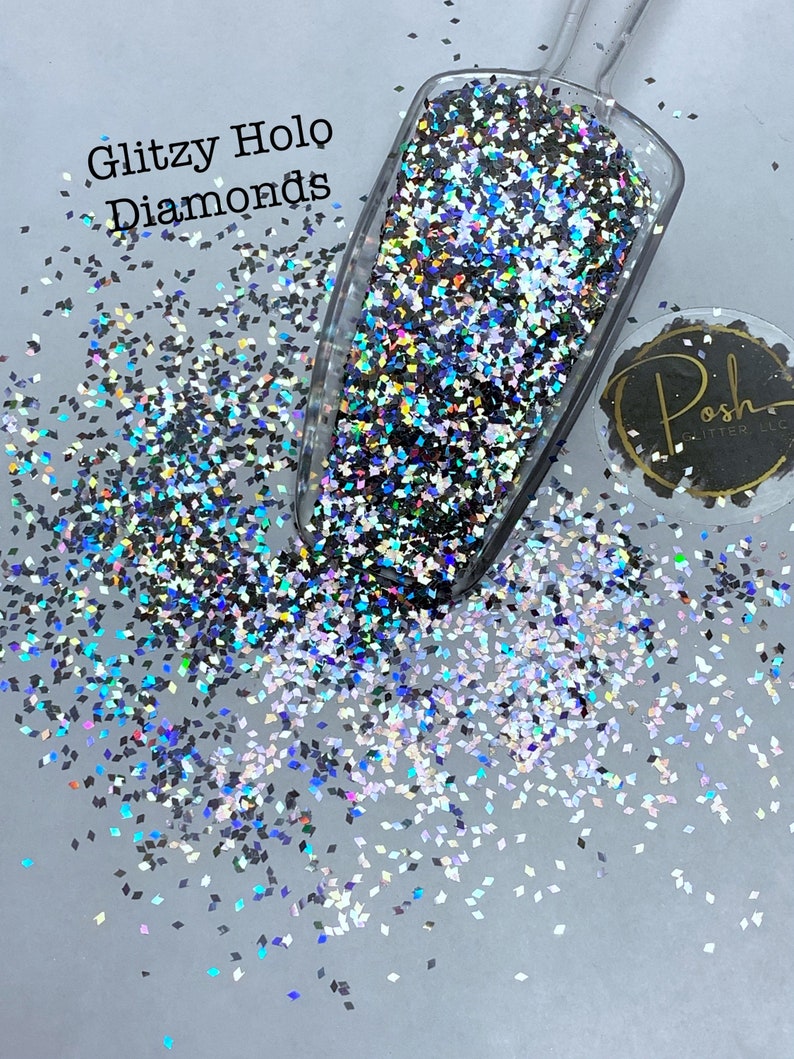 GLITZY HOLO Diamonds - Silver Holographic DIAMOND Glitter- Polyester ...