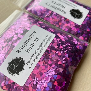 RASPBERRY HEART Shaped Glitter, Holographic 3MM HEART Shaped Glitter ...