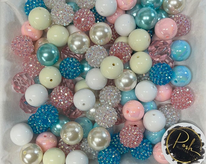 PASTEL Pink Blue Pearl BUBBLEGUM BEADS 20mm - #5 - Chunky Beads, Bubble ...