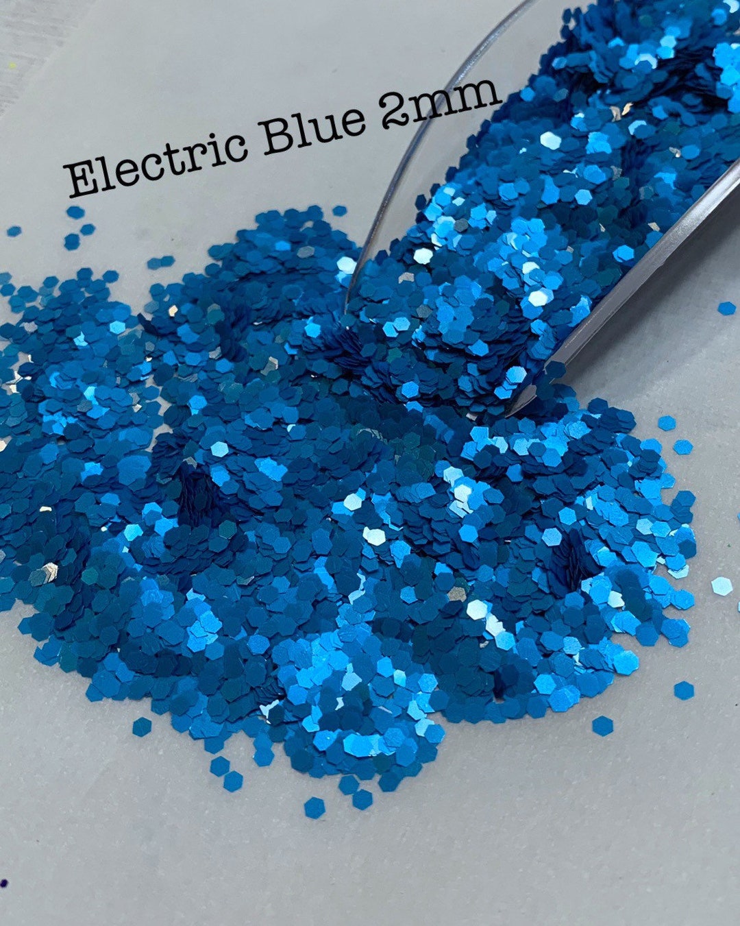 ELECTRIC BLUE 2MM Blue Pearlescent 2MM Hex Cut Fluorescent Polyester ...
