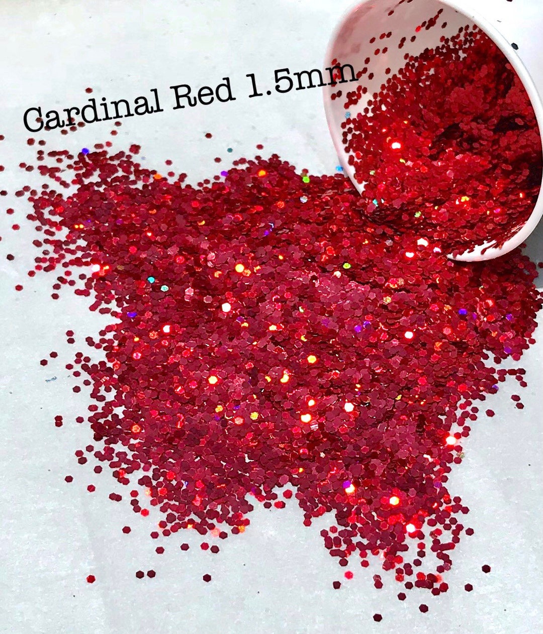 CARDINAL RED 1.5MM Red Holographic Glitter 1.5MM Hex Cut, Chunky Red ...