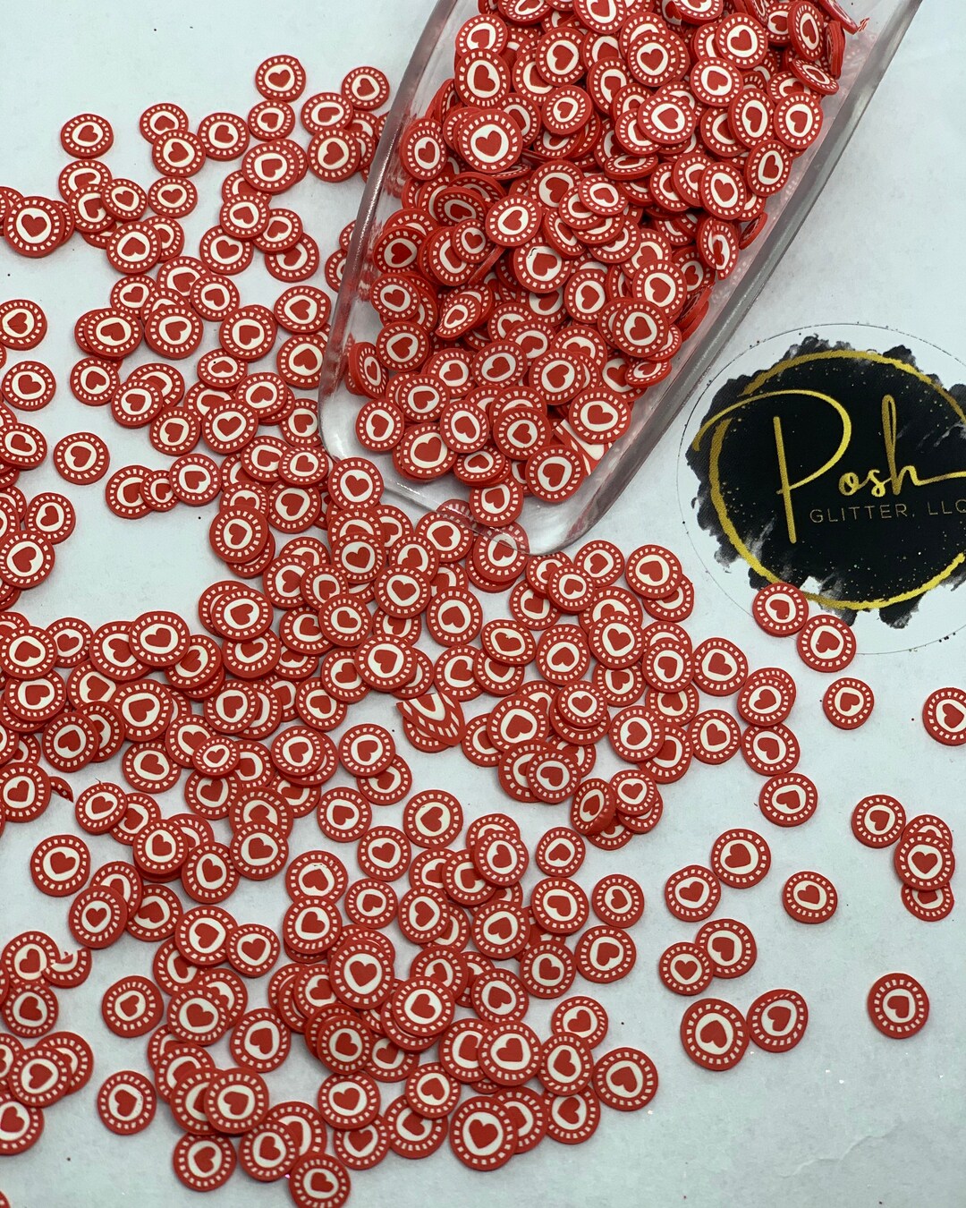 Red Circle HEART SPRINKLES - Polymer Clay Hearts, Fake Heart Candy ...