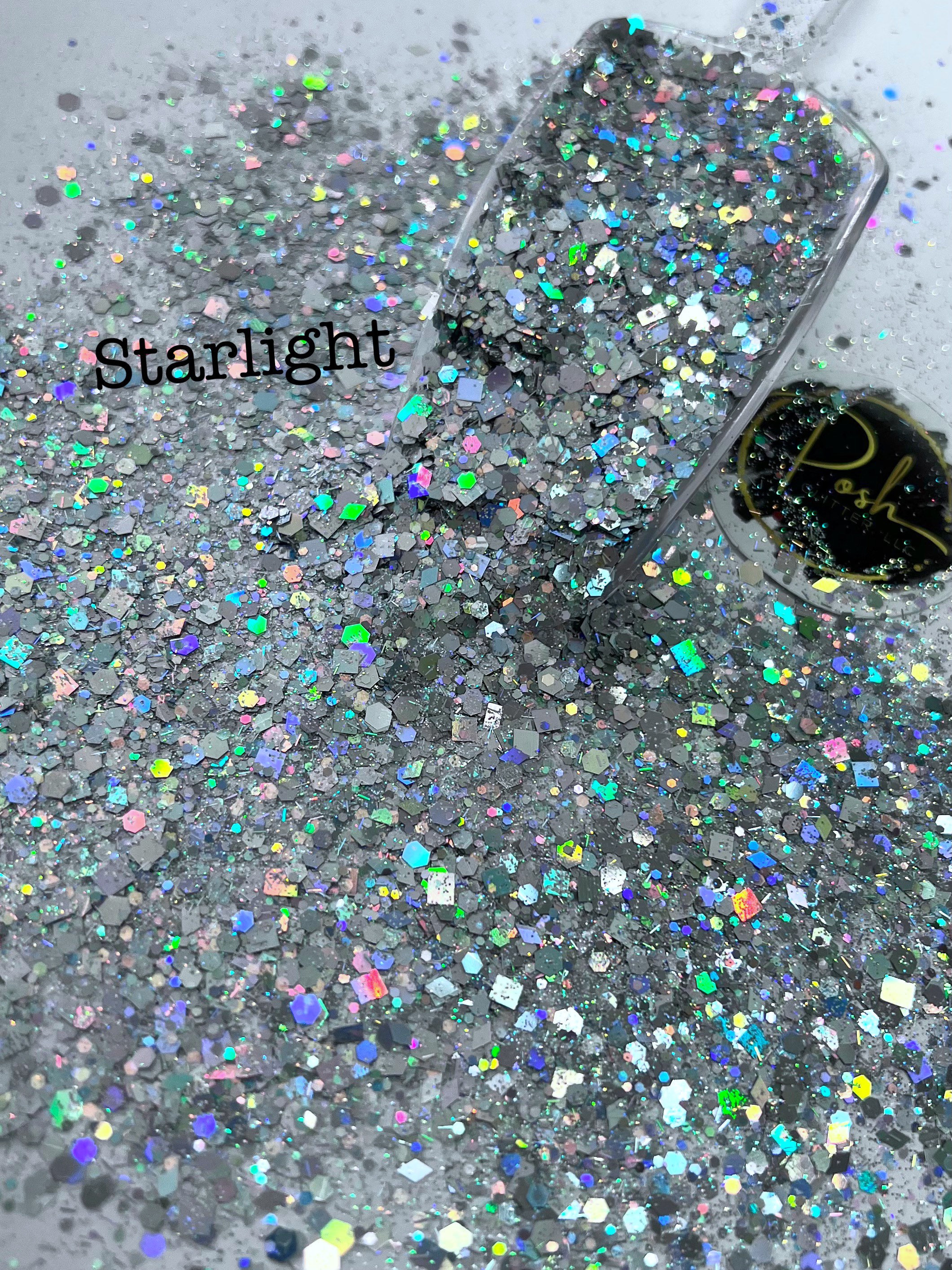 STARLIGHT - Holographic Silver Chunky Glitter - Polyester Glitter ...