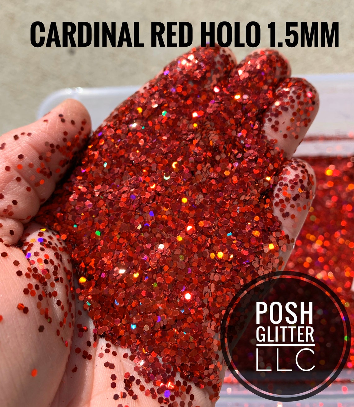 CARDINAL RED 1.5MM Red Holographic Glitter 1.5MM Hex Cut, Chunky Red ...