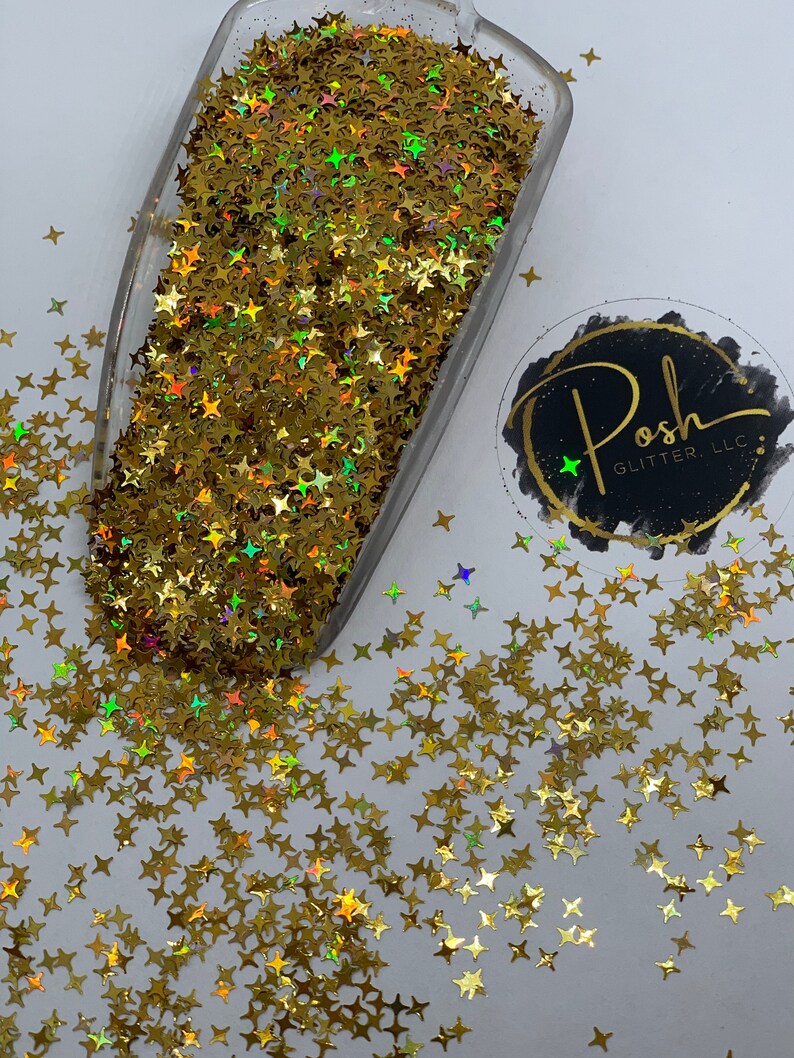 4 POINT STAR GOLD Holographic Star Glitter Gold 4 Point - Etsy