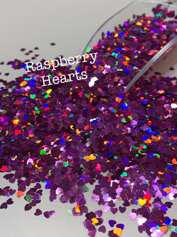RASPBERRY HEART Shaped Glitter Holographic 3MM HEART Shaped - Etsy