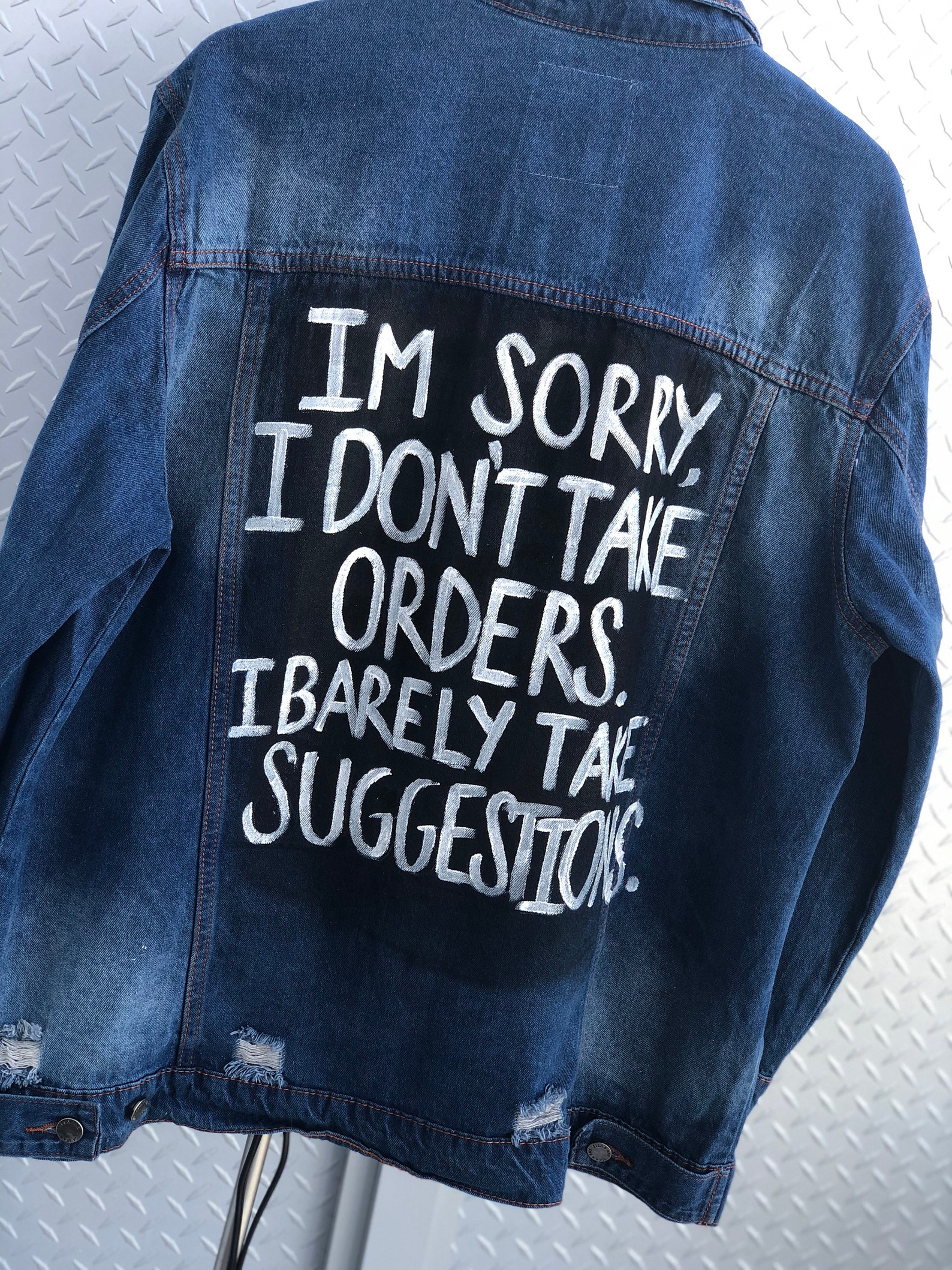 Hand Painted Jean Jackets With Quotes - Etsy