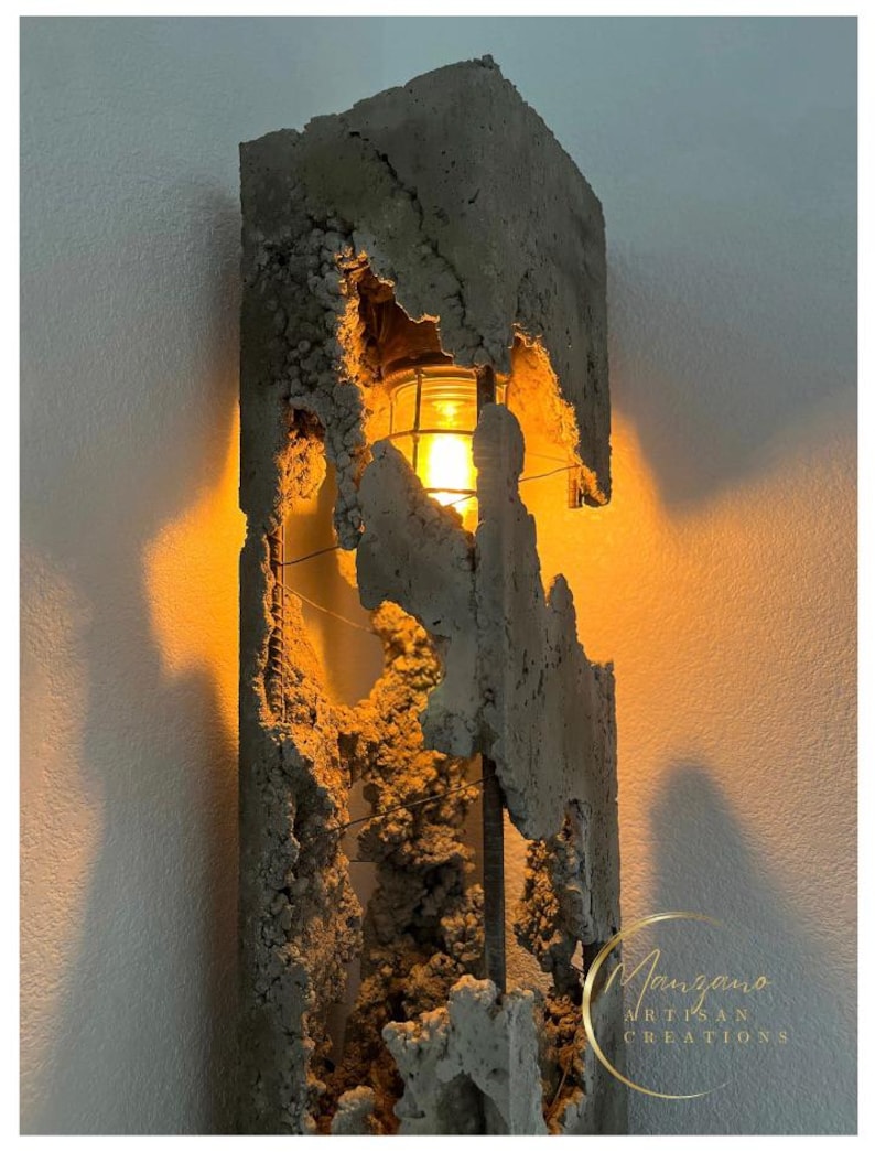Concrete Decay Lamp With Vintage Brass Marine Light -36-inch ...