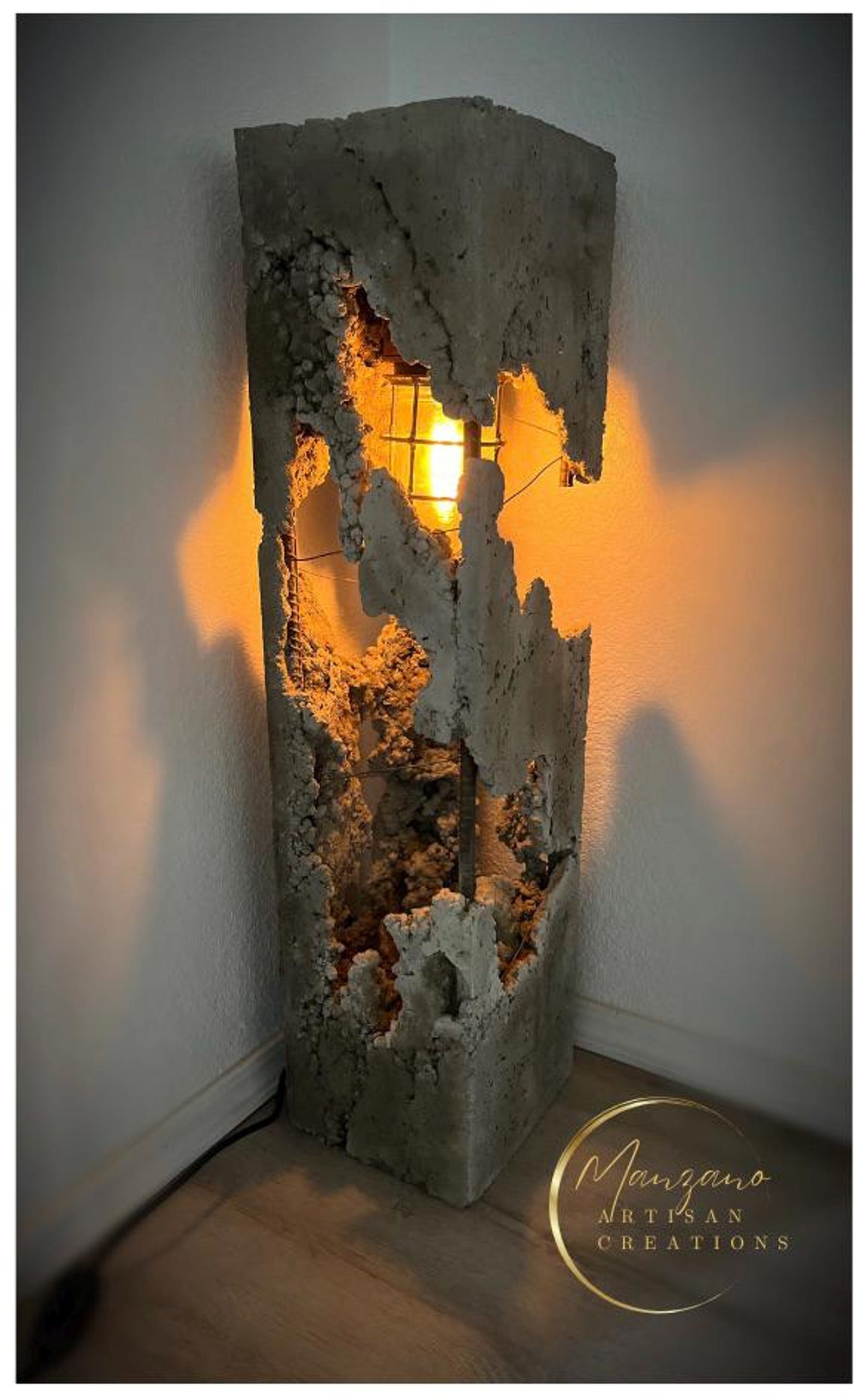 Concrete Decay Lamp With Vintage Brass Marine Light -36-inch ...