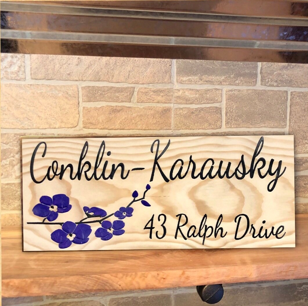 Personalized Address Sign - Carved Wooden Name and Address Sign - First ...