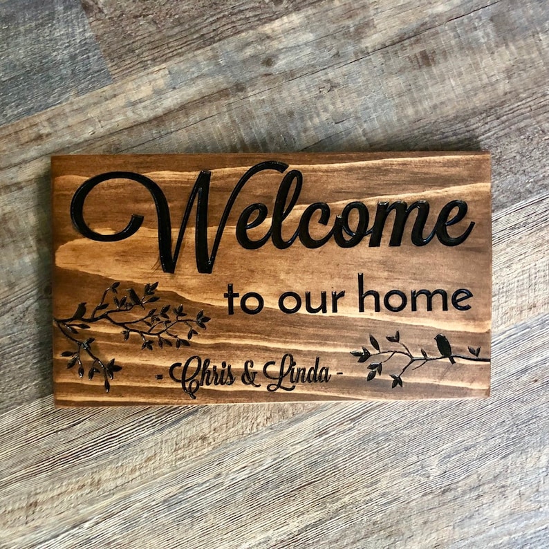 Personalized Welcome To Our Home Sign Carved Wooden Welcome | Etsy