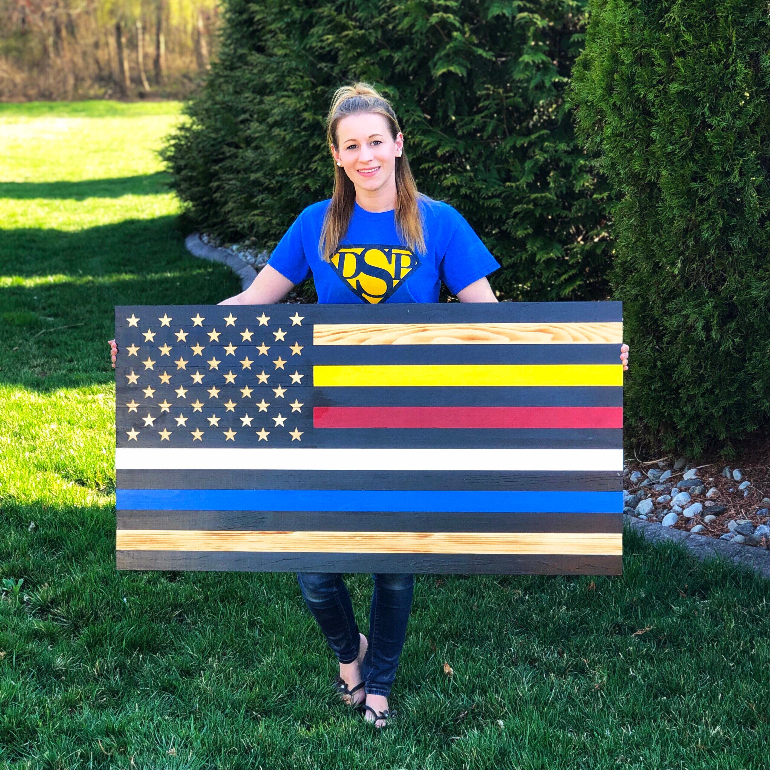 Charred Wooden All First Responders Thin Line American Flag | Etsy