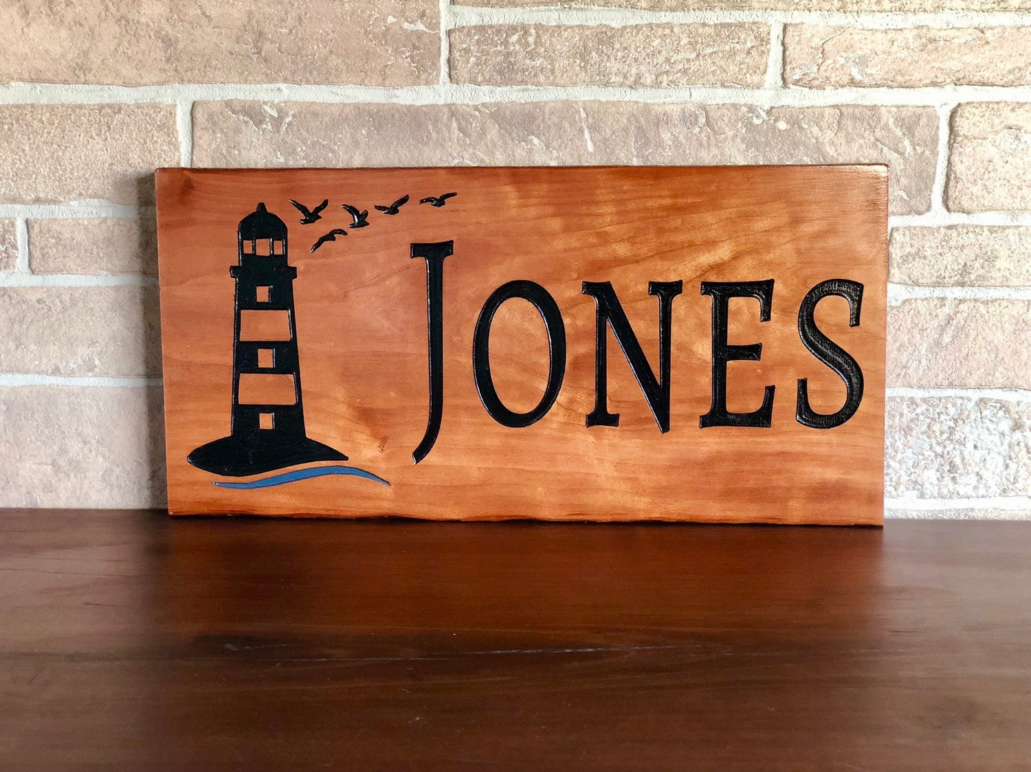 Lighthouse Wood Sign Nautical Last Name Sign Custom Name Sign Wood
