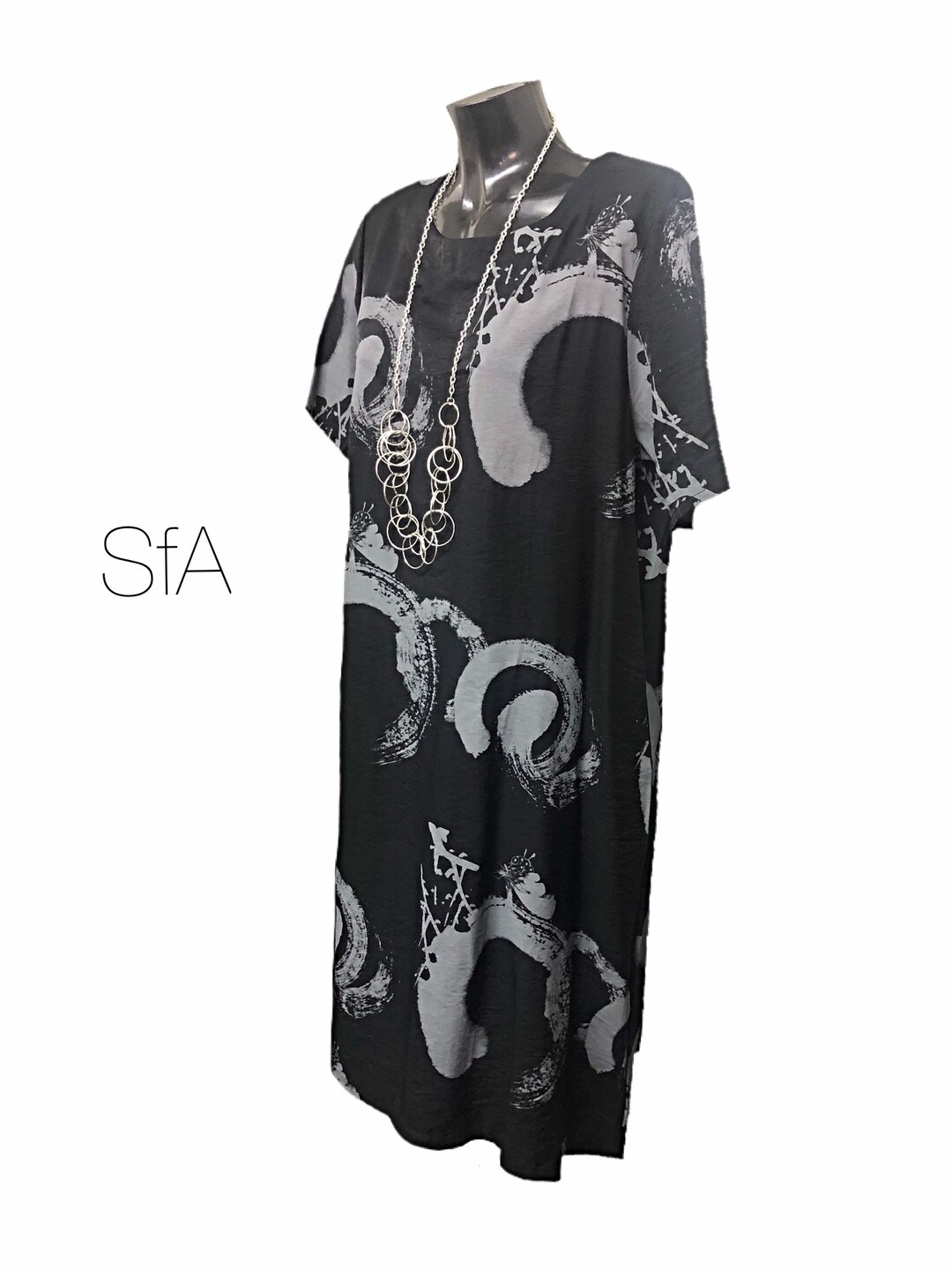 Stunning Lagenlook Neslay Dress With Grey Swirls. Size 12 - Etsy