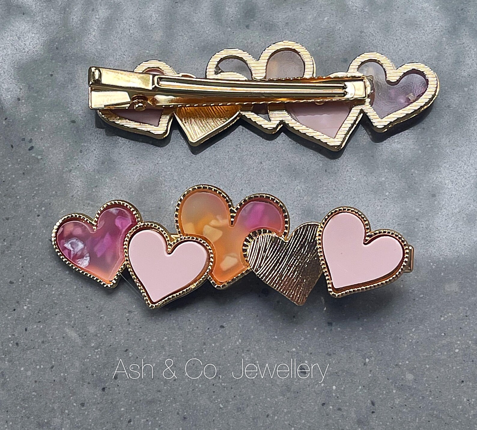 Pink Heart Hair Clip or Tie Pin, Gold Tone - Etsy