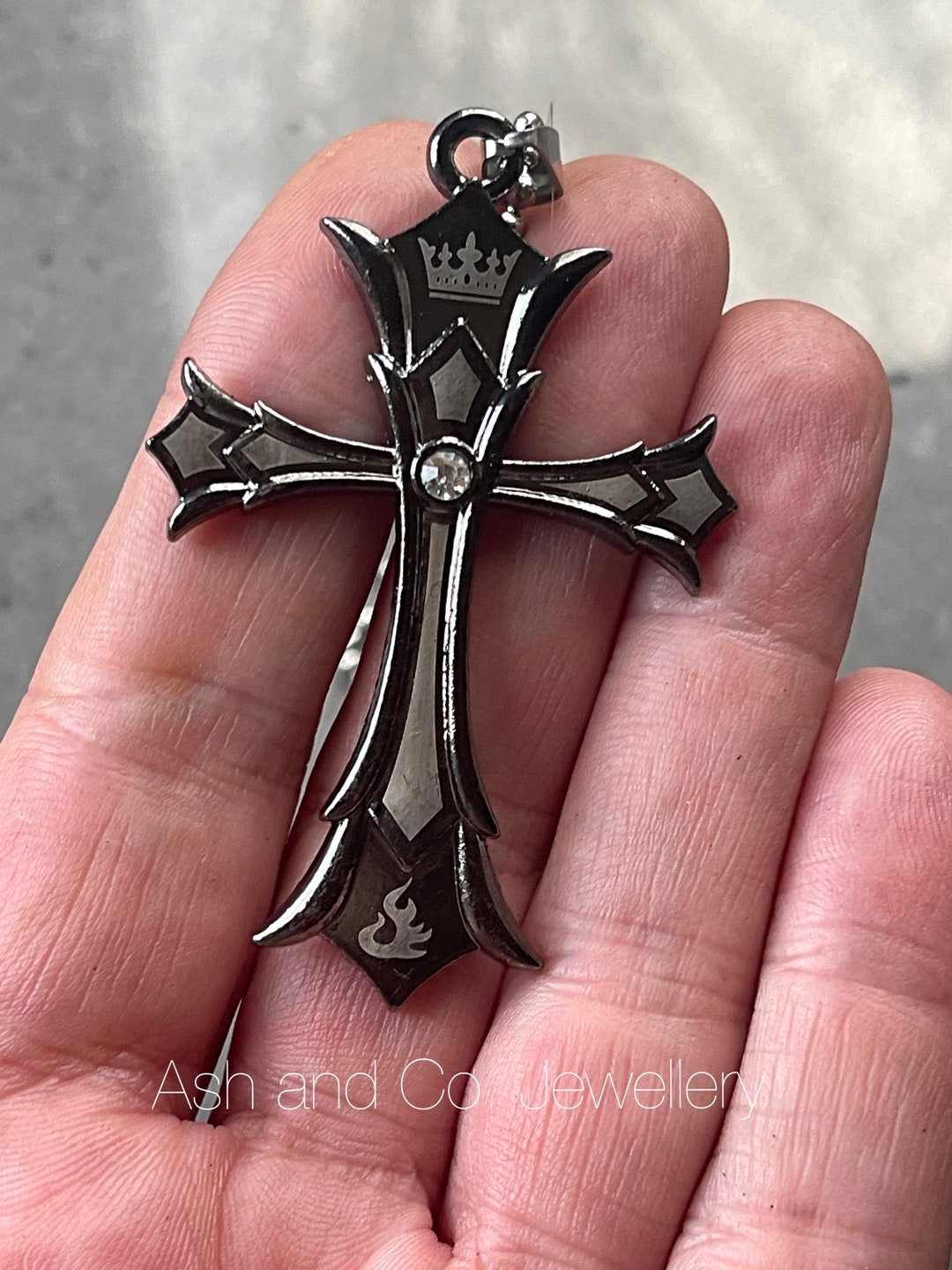 Steampunk Titanium Style Cross Crucifix Necklace, Goth, Unisex. 3D. - Etsy
