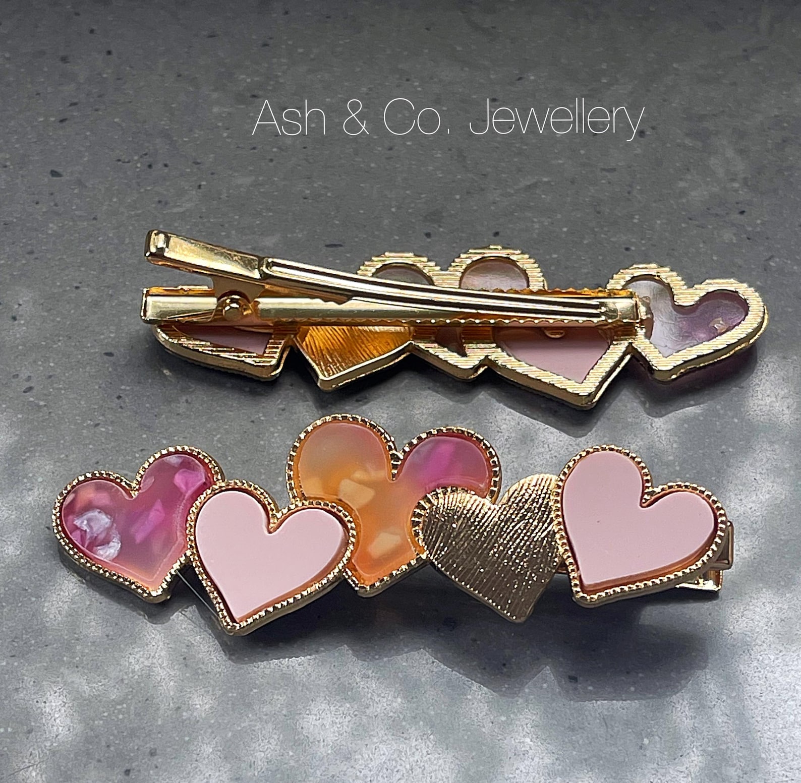 Pink Heart Hair Clip or Tie Pin, Gold Tone - Etsy