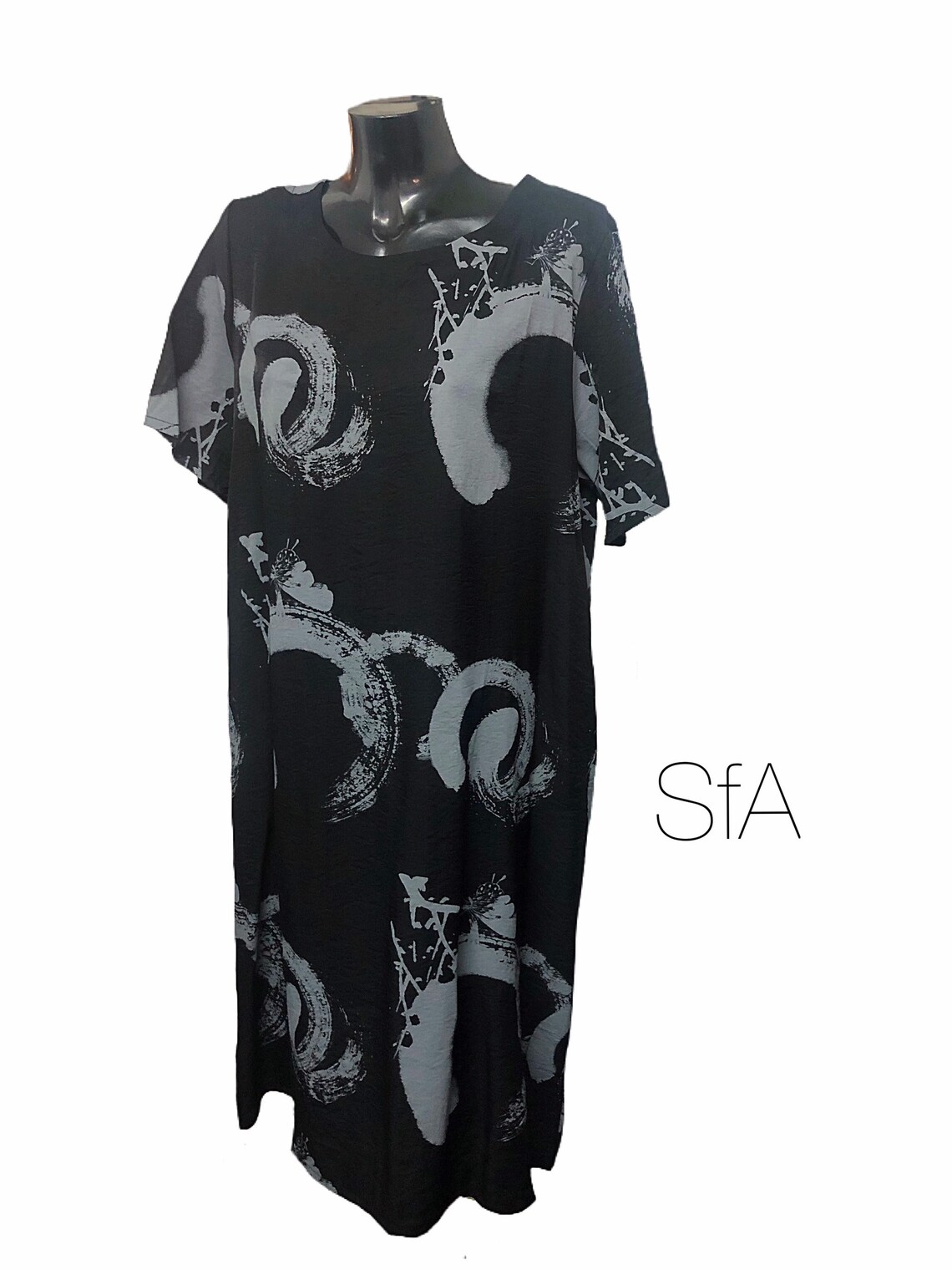 Stunning Lagenlook Neslay Dress With Grey Swirls. Size 12 - Etsy