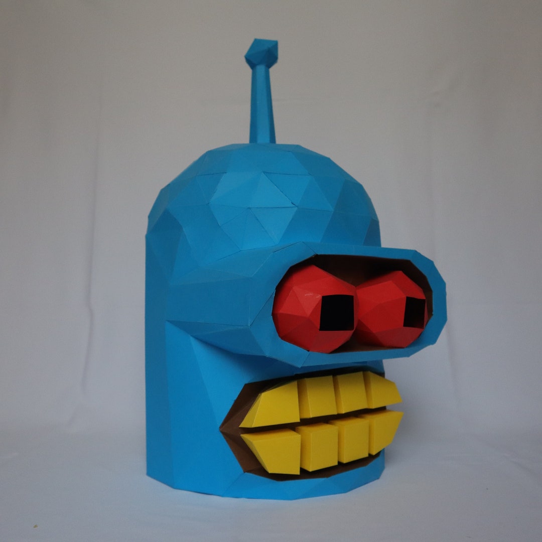 Futurama Bender Papercraft Mask: Low Poly Head (PDF, DXF) - Etsy