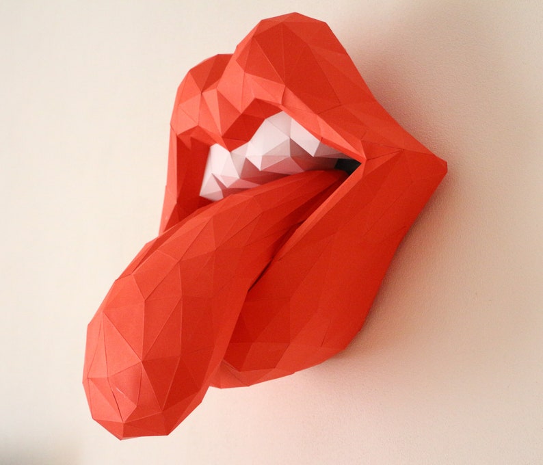 Rolling Stones Papercraft PDF, DXF Lips With Tongue, Paper Trophy, Low ...