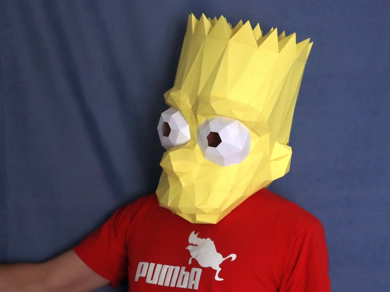 Bart Simpson Papercraft Mask: Low Poly Template (PDF, DXF) - Etsy