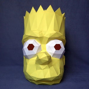 Bart Simpson Papercraft Mask: Low Poly Template (PDF, DXF) - Etsy