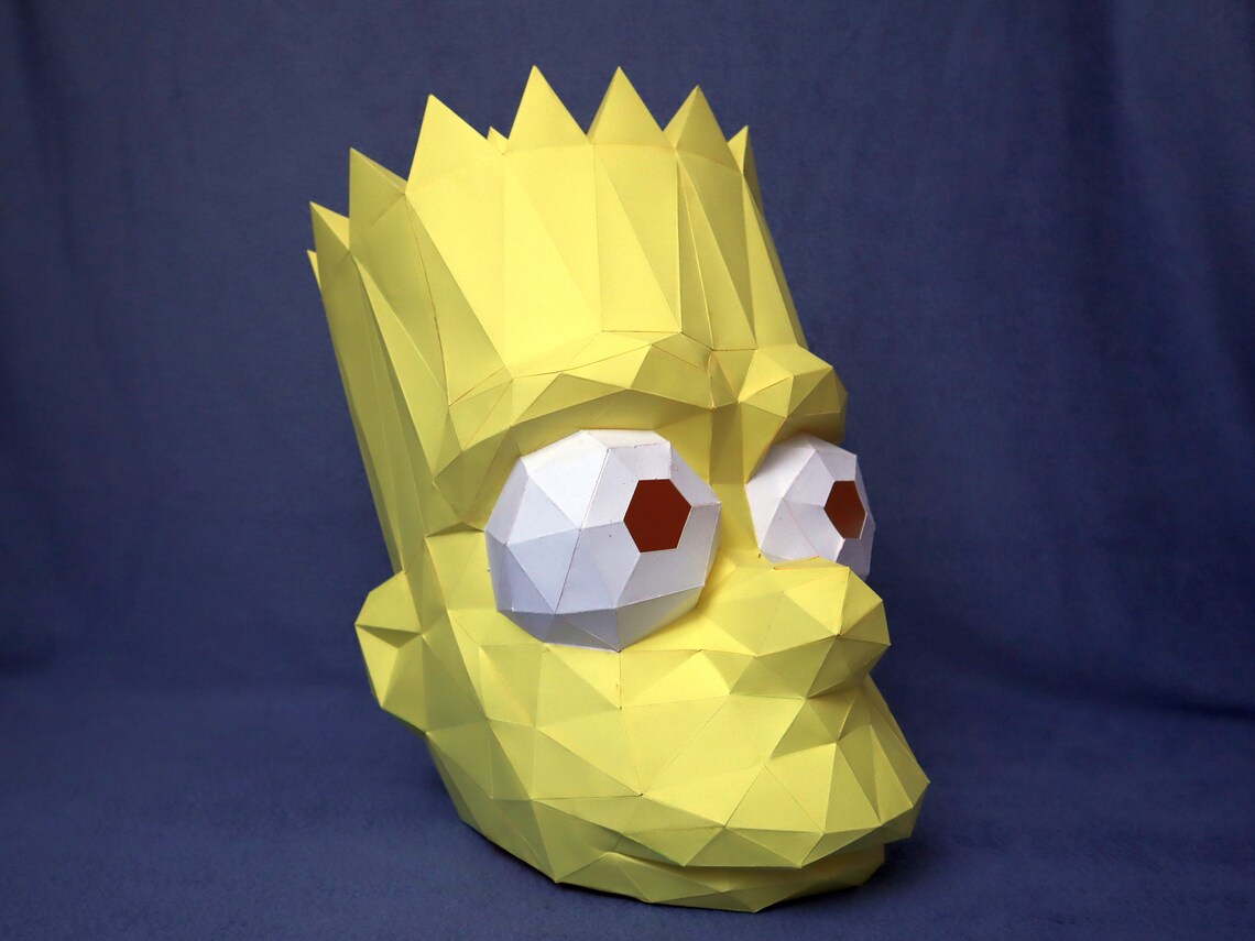 Bart Simpson Papercraft Mask: Low Poly Template (PDF, DXF) - Etsy