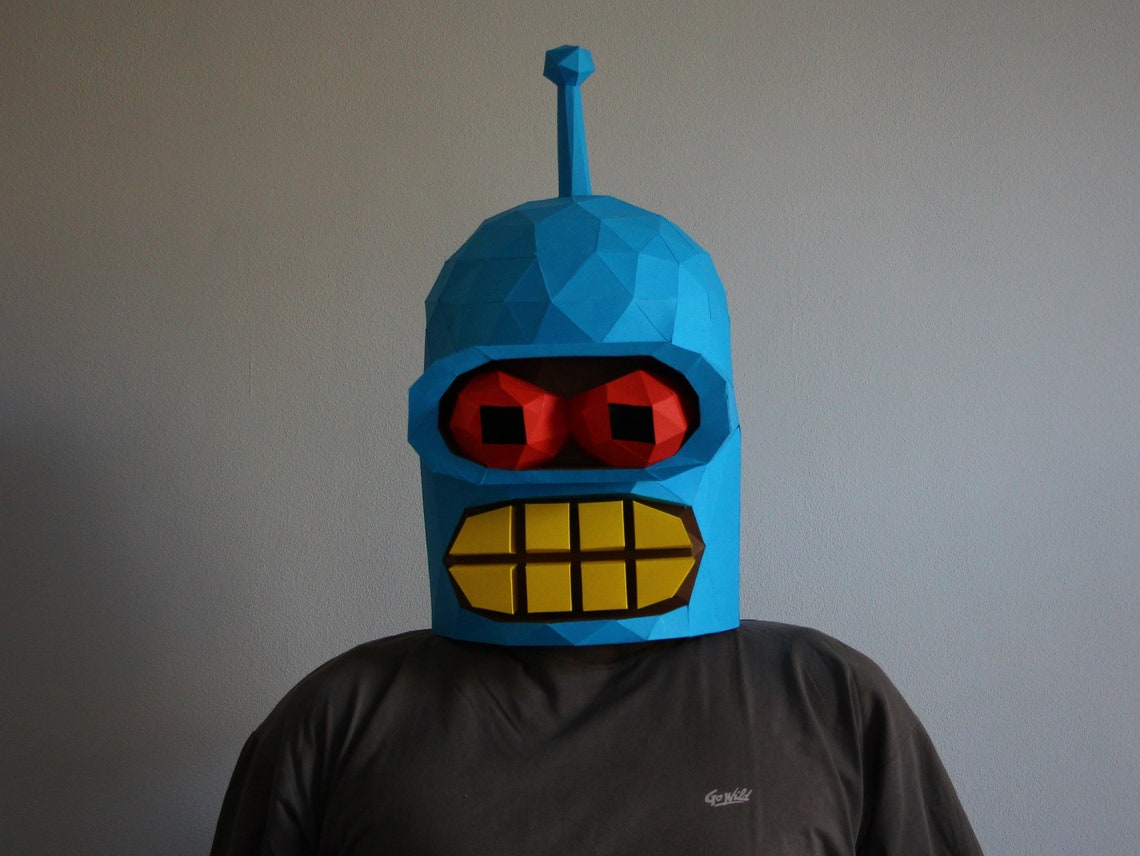Futurama Bender Papercraft Mask: Low Poly Head (PDF, DXF) - Etsy