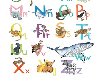 A3 Animal Alphabet Print - Etsy