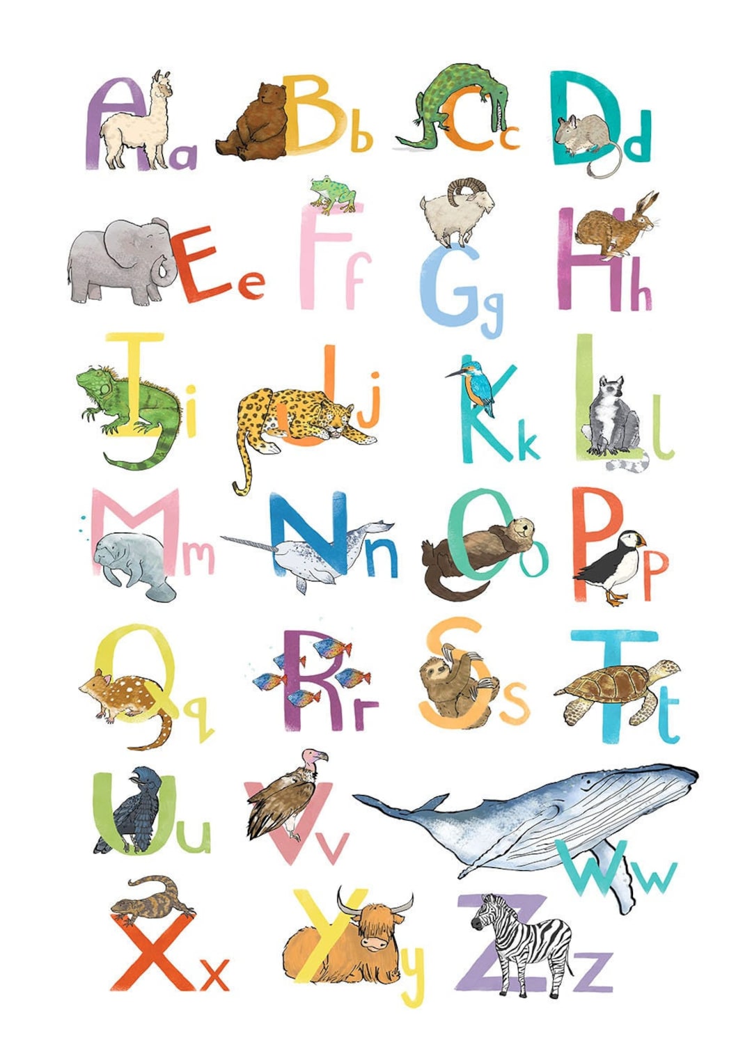 A3 Animal Alphabet Print - Etsy