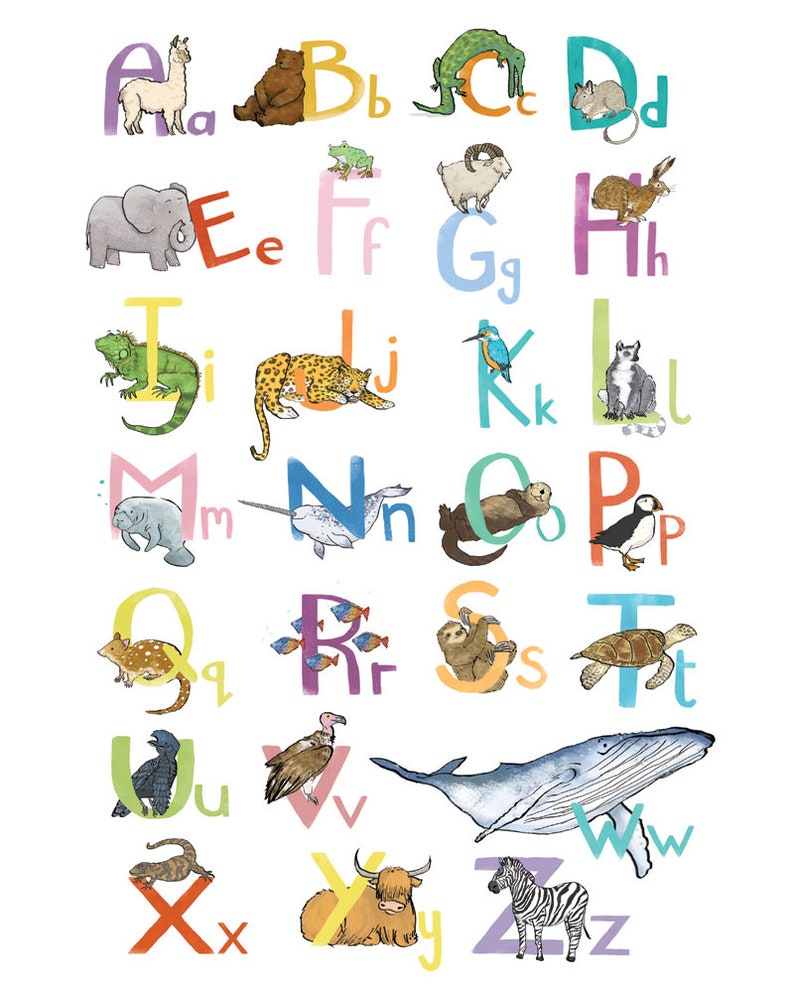 Animal Alphabet A5 Letter Prints - Etsy