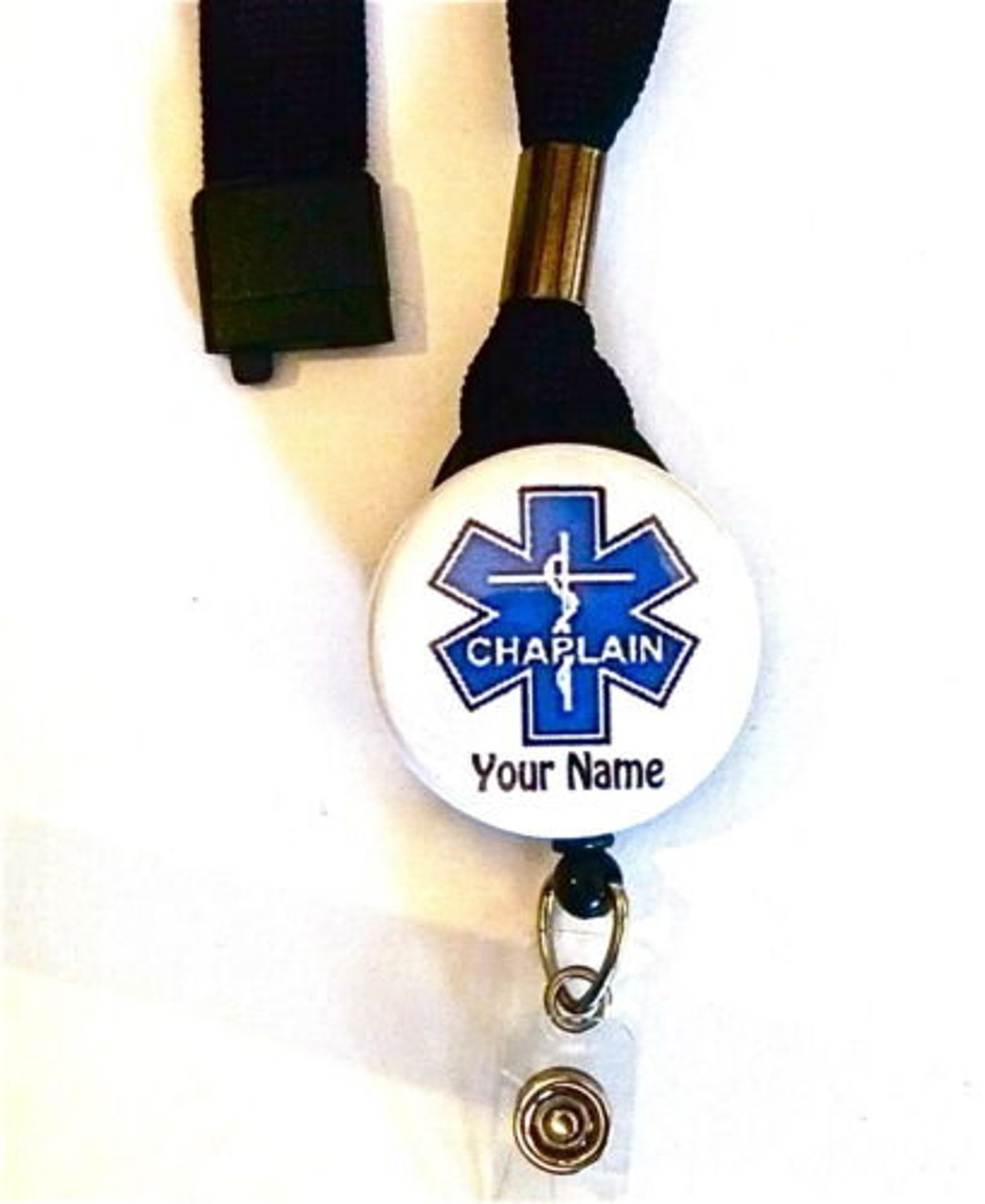 Chaplain Lanyard and Id Retractable Reel Badge Nurse Medical ER RN Emt ...