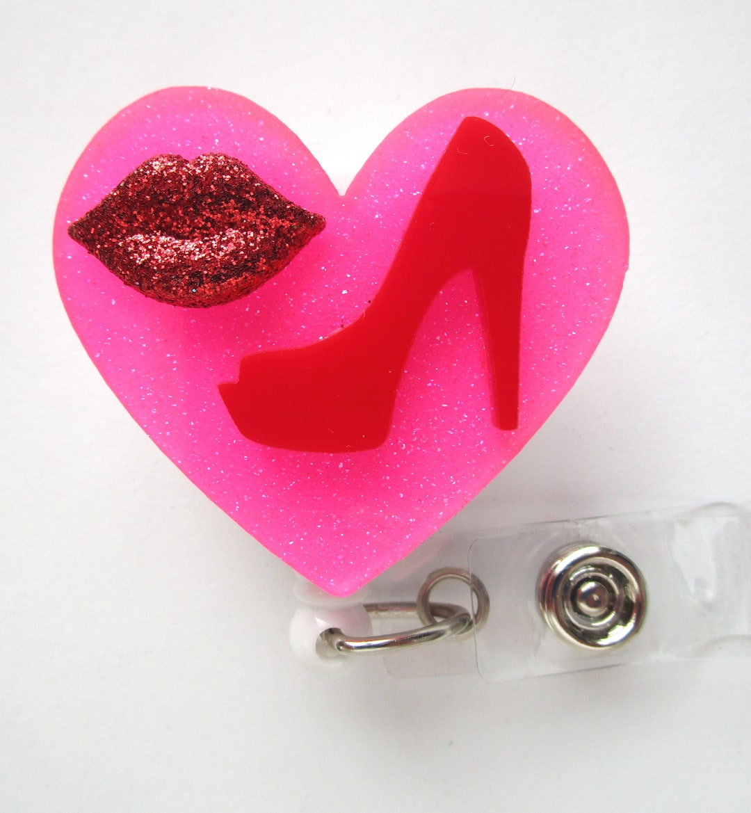 Red High Heel Stiletto and Sparkly Red Lips Retractable Reel - Etsy