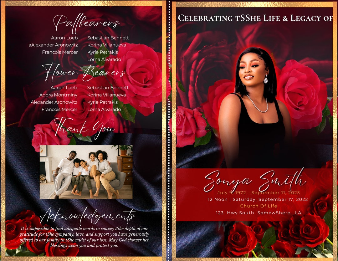A Rose in the Garden Memorial Funeral Obituary Instant Access - Etsy