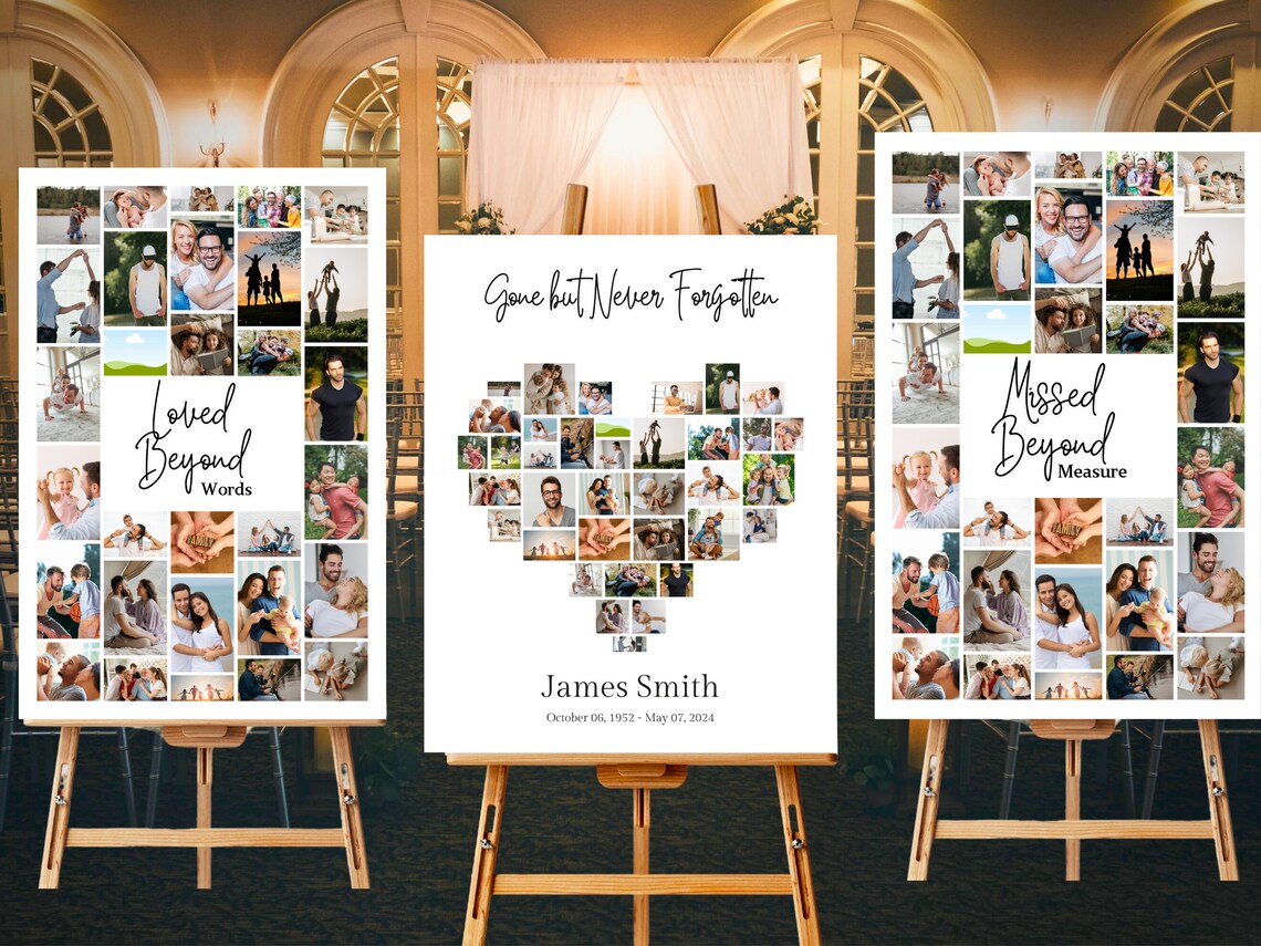 Celebration of Life Poster Template | Funeral Heart Collage | Memorial ...