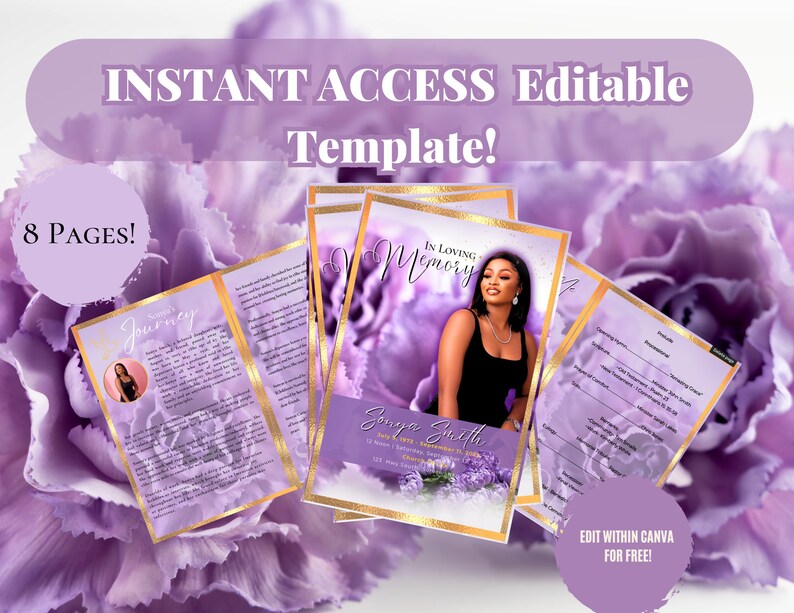 Create a Beautiful Tribute With Our Customizable Purple Floral Funeral ...