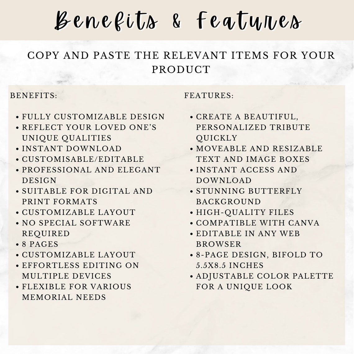 Elegant Butterfly Funeral Obituary Template | Customizable 8-page ...