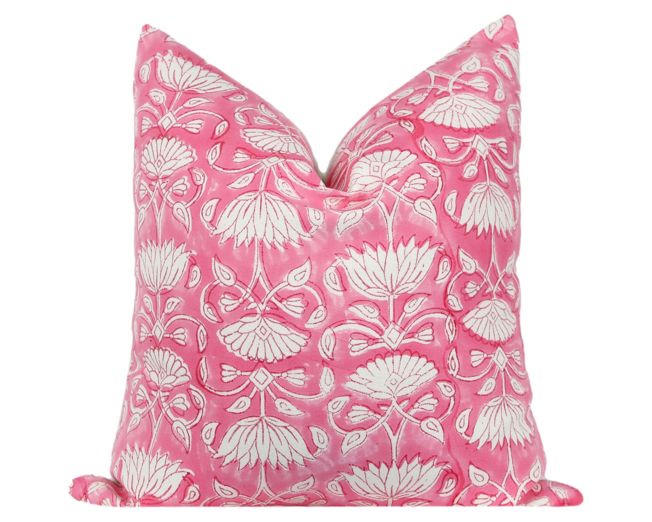 Pink Block Print Pillow Cover - Etsy
