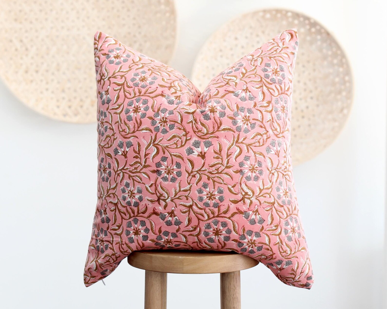 Pink Block Print Pillow Cover - Etsy